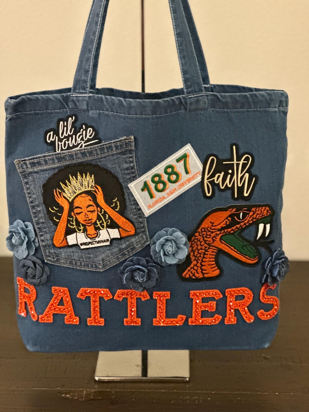 Denim Patchwork Tote - FAMU Rattler Pride - Etsy