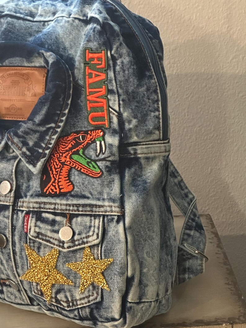 FAMU Denim Patchwork Backpack - Rattler Pride - Etsy