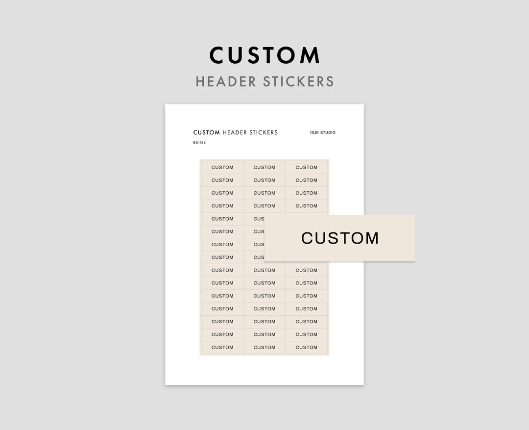 CUSTOM Header Stickers | Planner Stickers, Custom Text, Custom Script ...