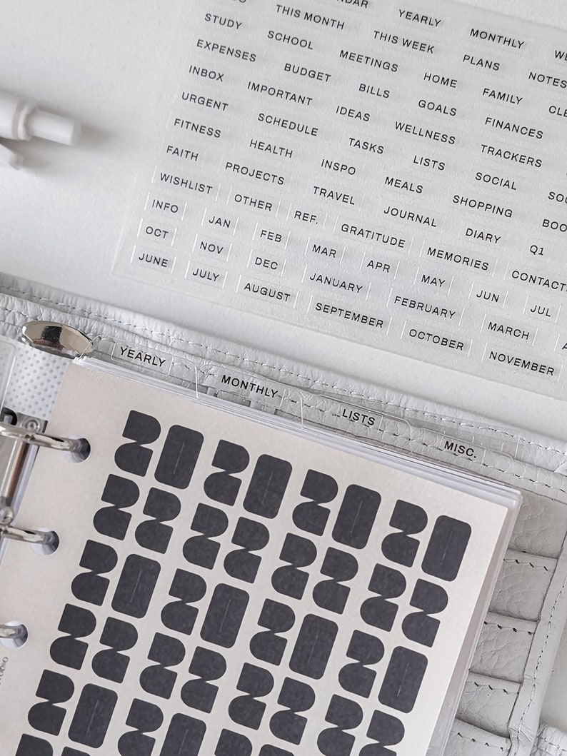Divider Tab Sticker Sheet With 91 Labels, White Ink & Black Ink ...