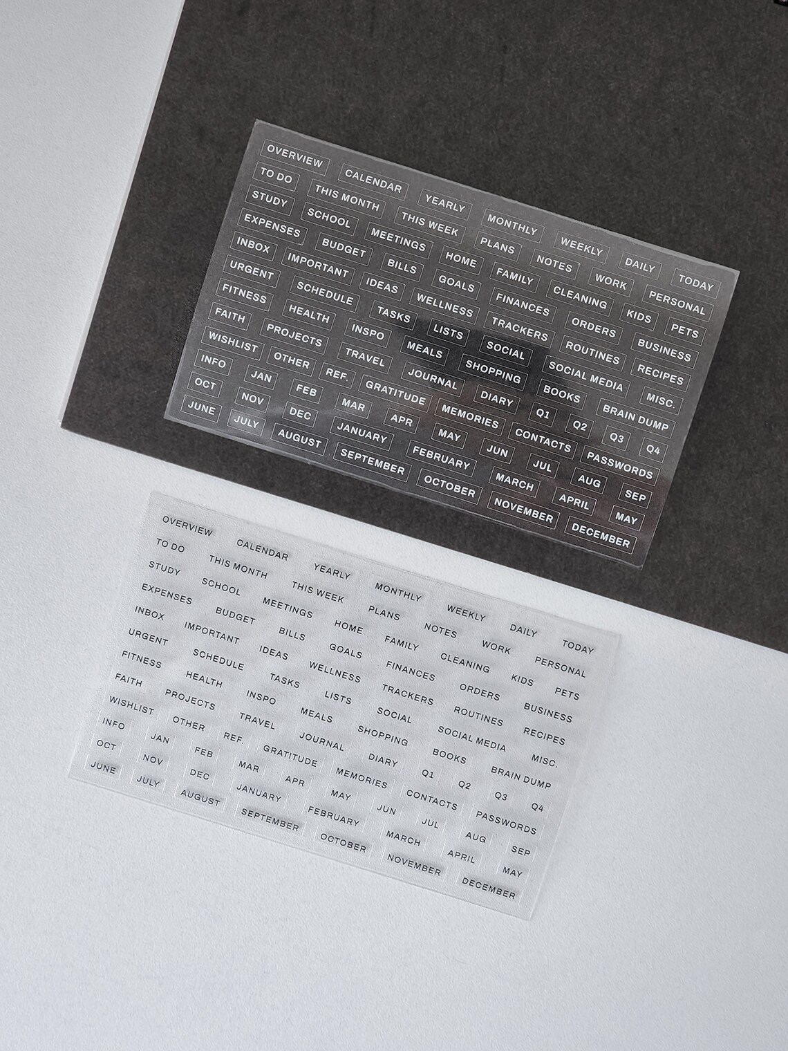 Divider Tab Sticker Sheet With 91 Labels, White Ink & Black Ink ...