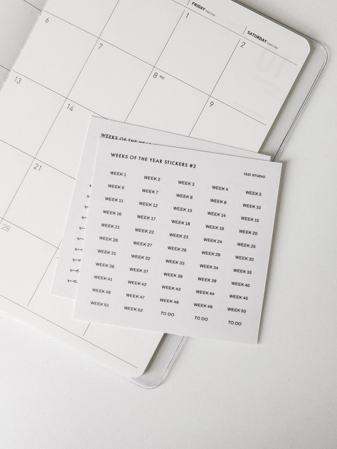 52 Weeks of the Year Stickers 2 Font Styles Week Stickers - Etsy