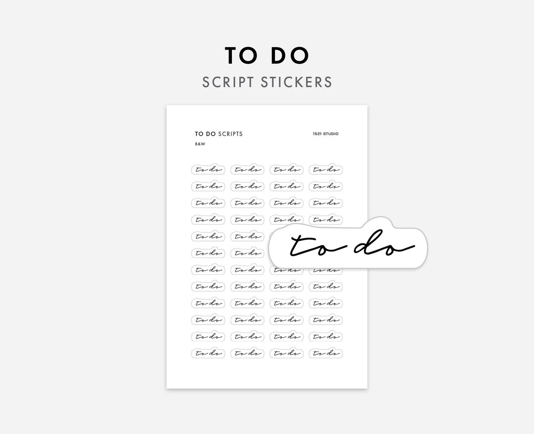 TO DO Script Stickers, Highlighted Script Stickers, To-do List Stickers ...