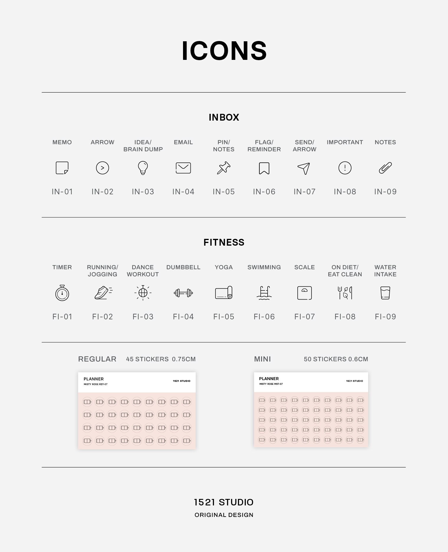 One Icon per Sheet Minimal Planner Icon Stickers 126 Icons - Etsy