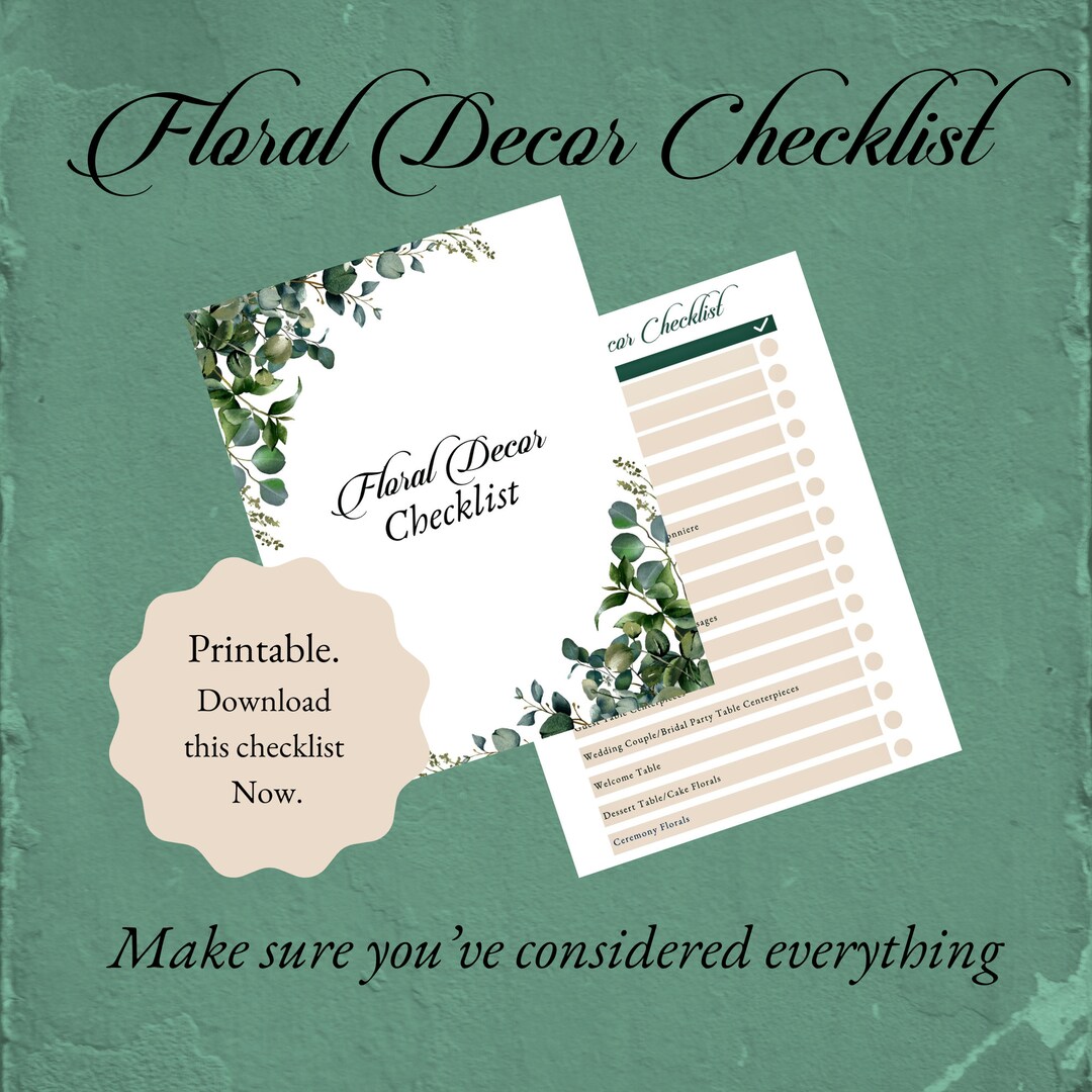Printable Floral Decor Checklist for Wedding Party From a Pro, Wedding ...