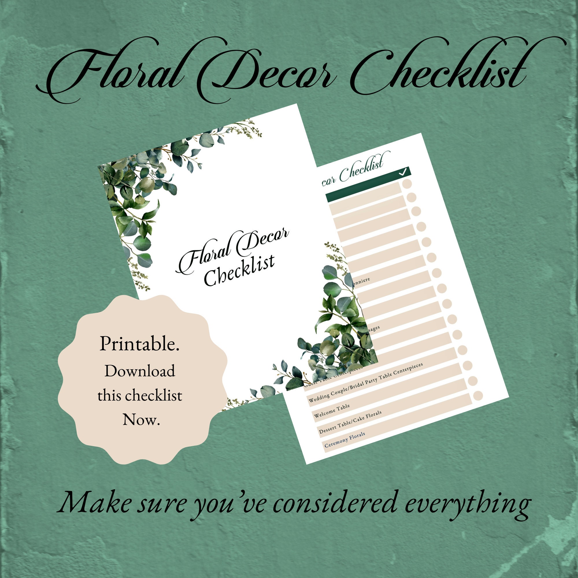 Printable Floral Decor Checklist for Wedding Party From a Pro, Wedding ...