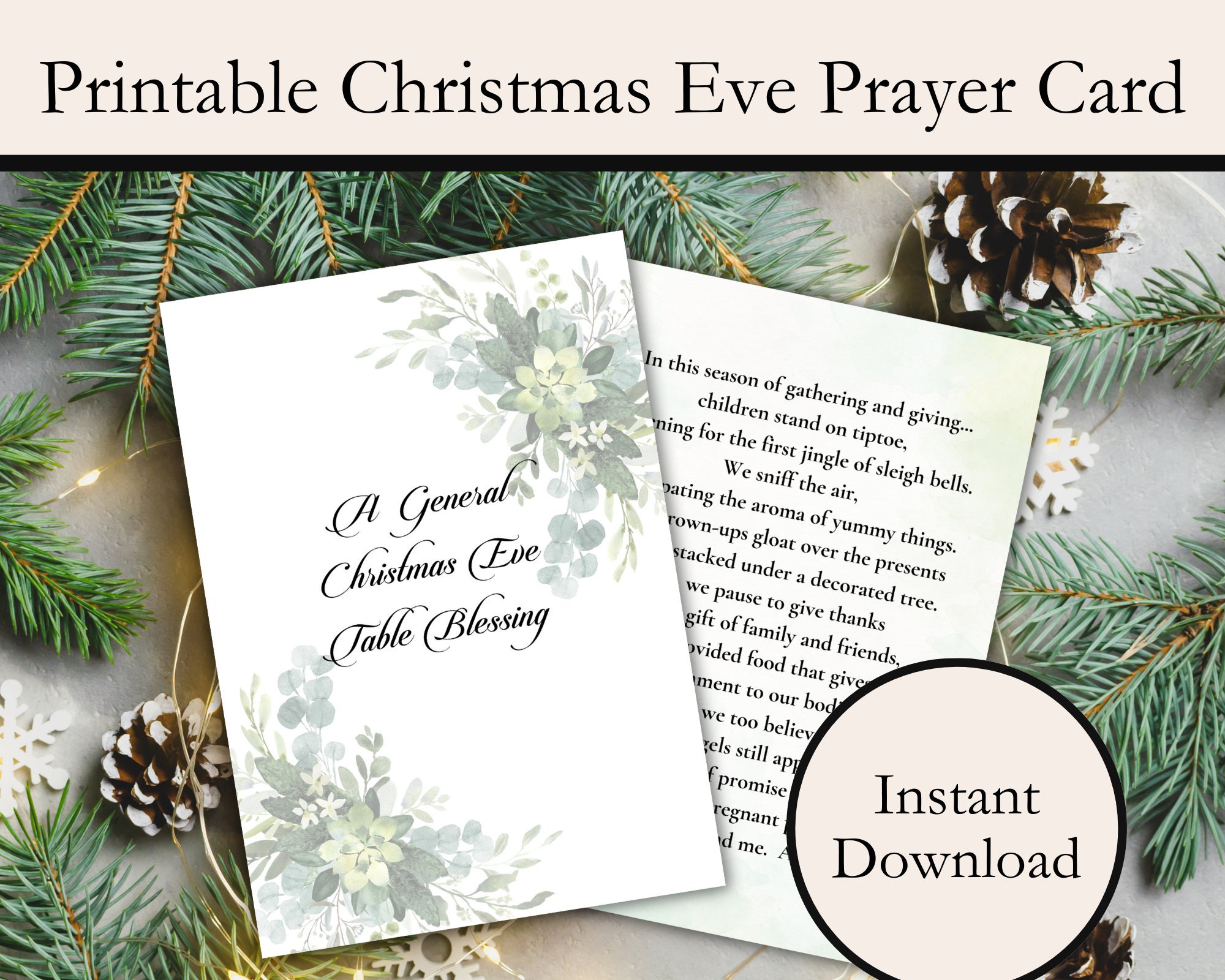 Christmas Eve Prayer Card, Christmas Card, Prayer Card, Christmas Eve ...
