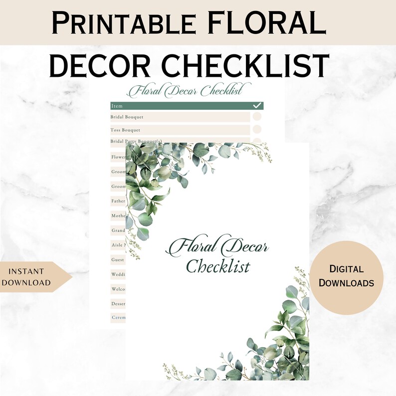 Printable Floral Decor Checklist for Wedding Party From a Pro, Wedding ...