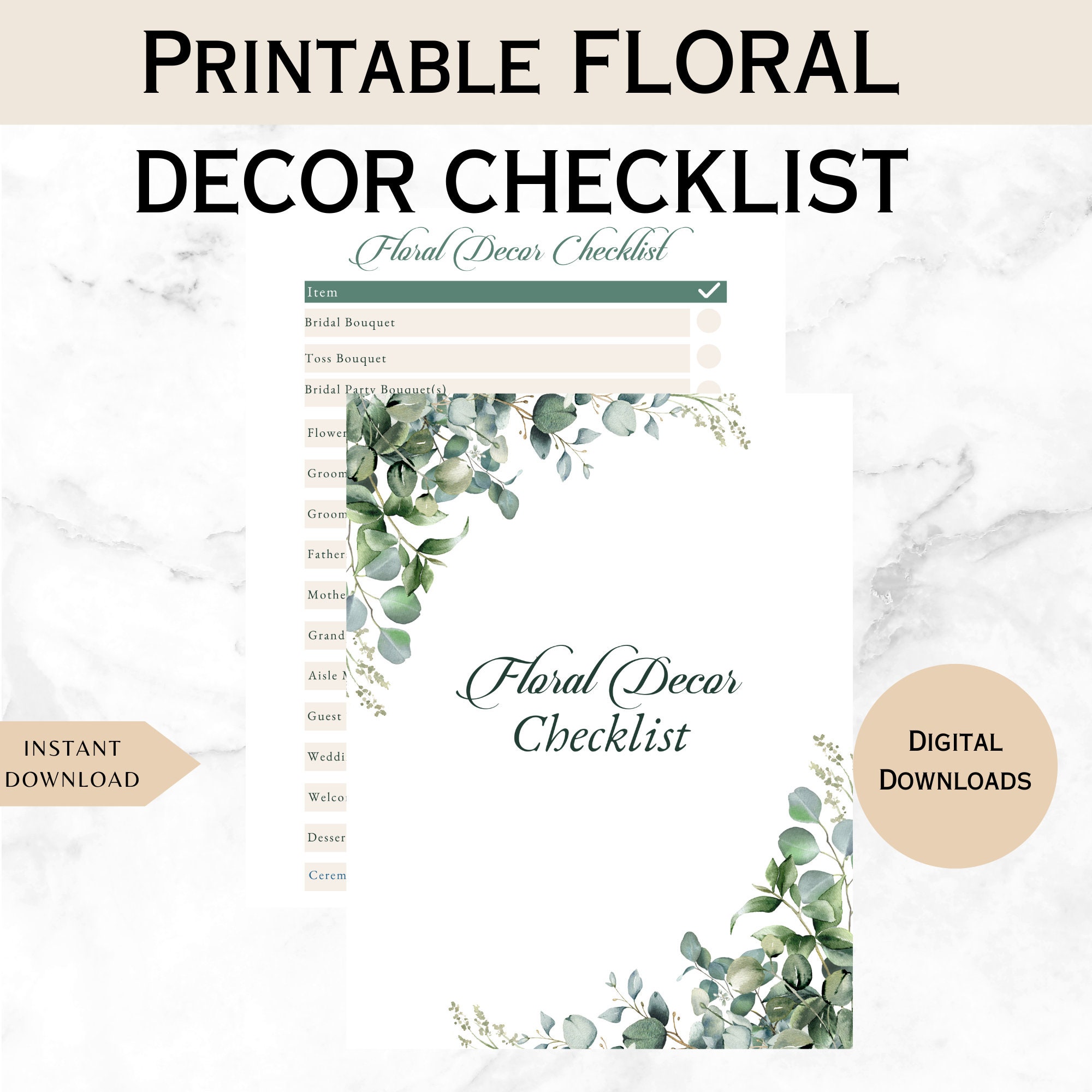 Printable Floral Decor Checklist for Wedding Party From a Pro, Wedding ...