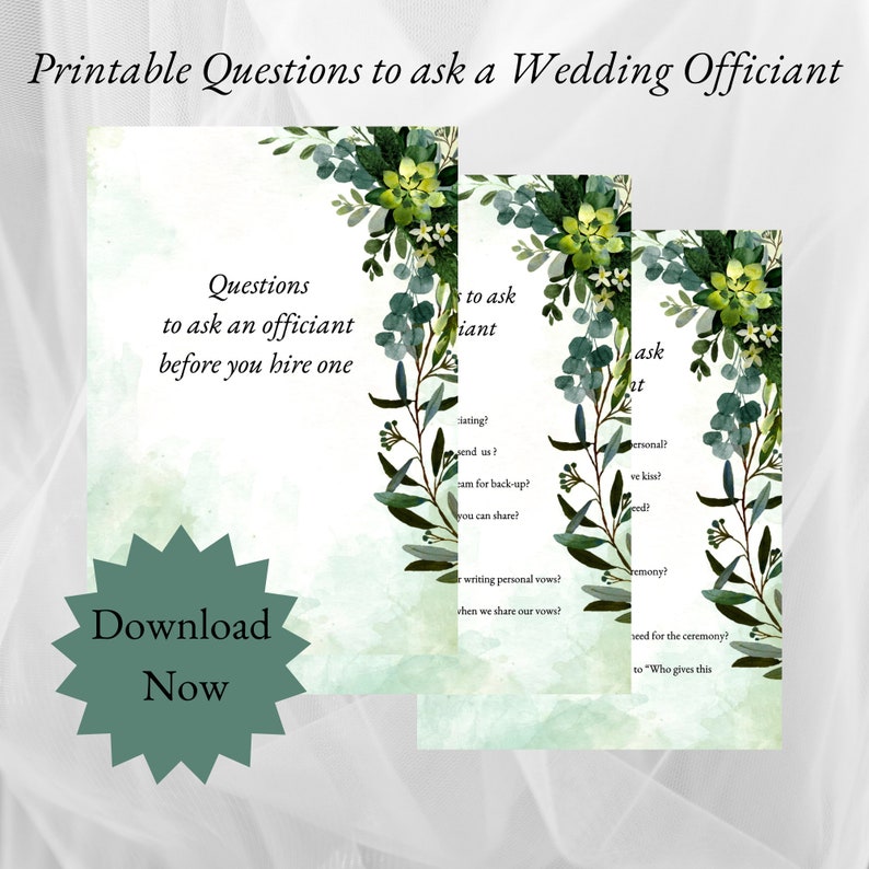Wedding Officiant Interview Questions Checklist (digital Download) - Etsy