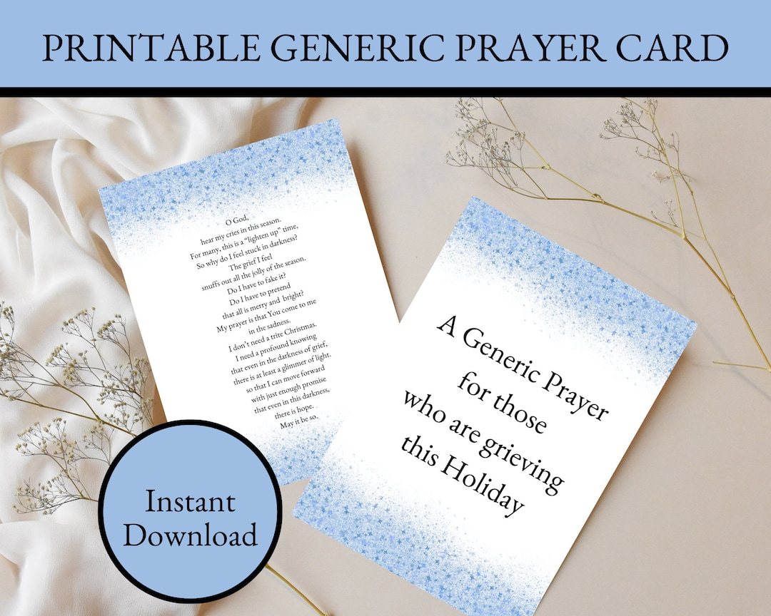 Blue Glitters Prayer Cards, Grieve Prayer, Digital Prayer Card ...