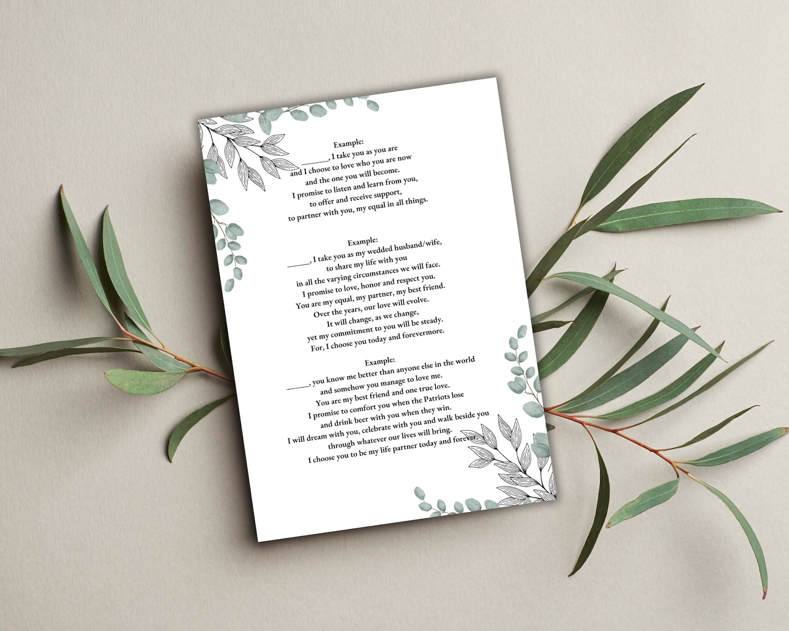 Sample Wedding Vows, Digital Download, Wedding Anniversary, Wedding ...