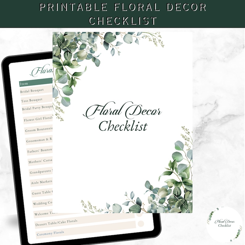 Printable Floral Decor Checklist for Wedding Party From a Pro, Wedding ...