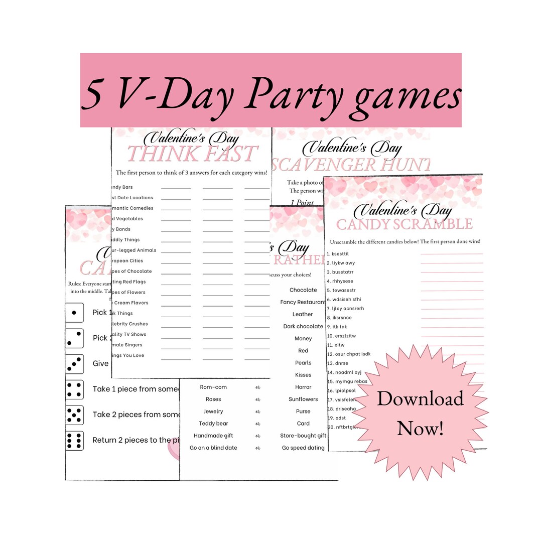 The Ultimate Valentine's Day Party Games Bundle: 5 Fun Party Games to ...