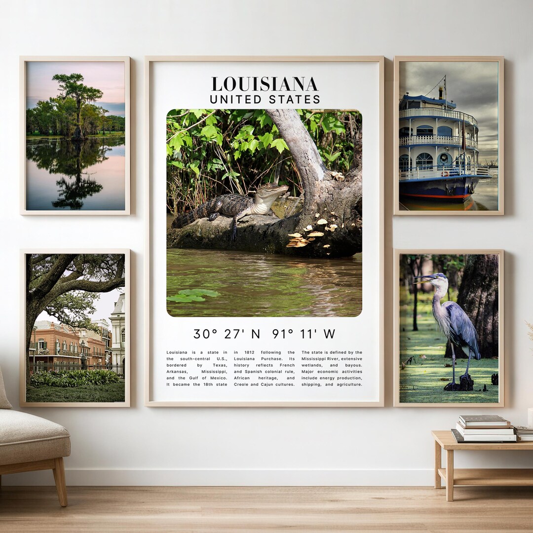 Set of 5 Digital Posters of Louisiana - Etsy