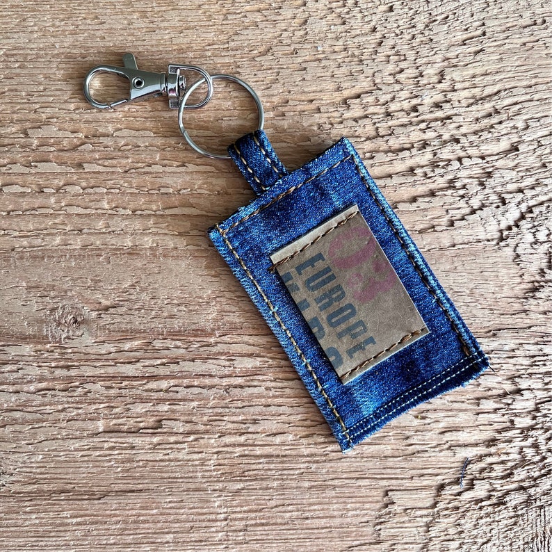 Blue Fabric Keychain Repurposed Denim Eco Friendly New - Etsy