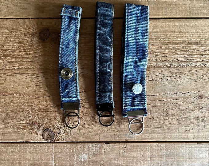 Upcycled Denim Keyfob: Handmade Blue Jeans Keychain - Etsy
