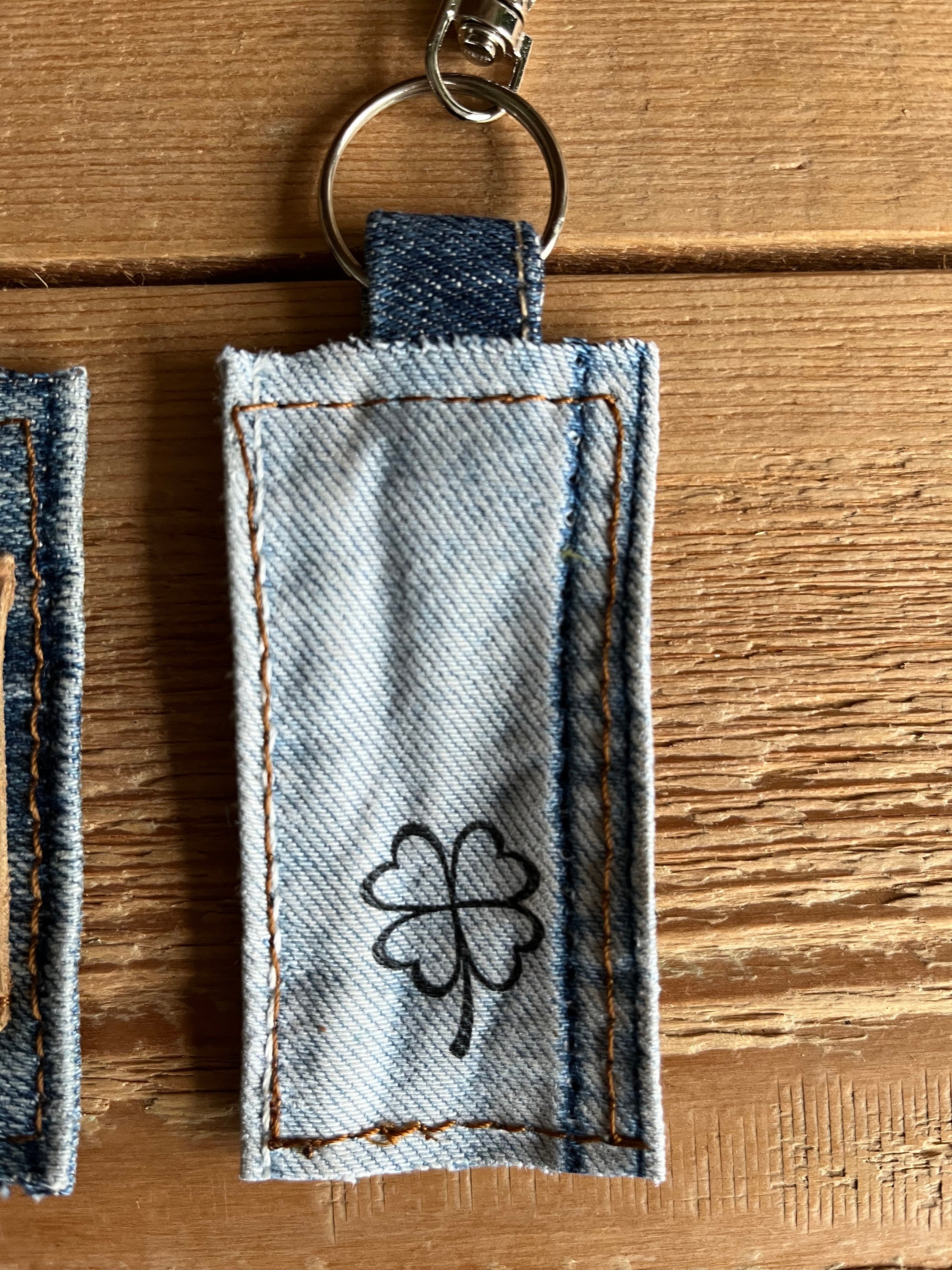 Blue Fabric Keychain Repurposed Denim Eco Friendly New Home Gift ...