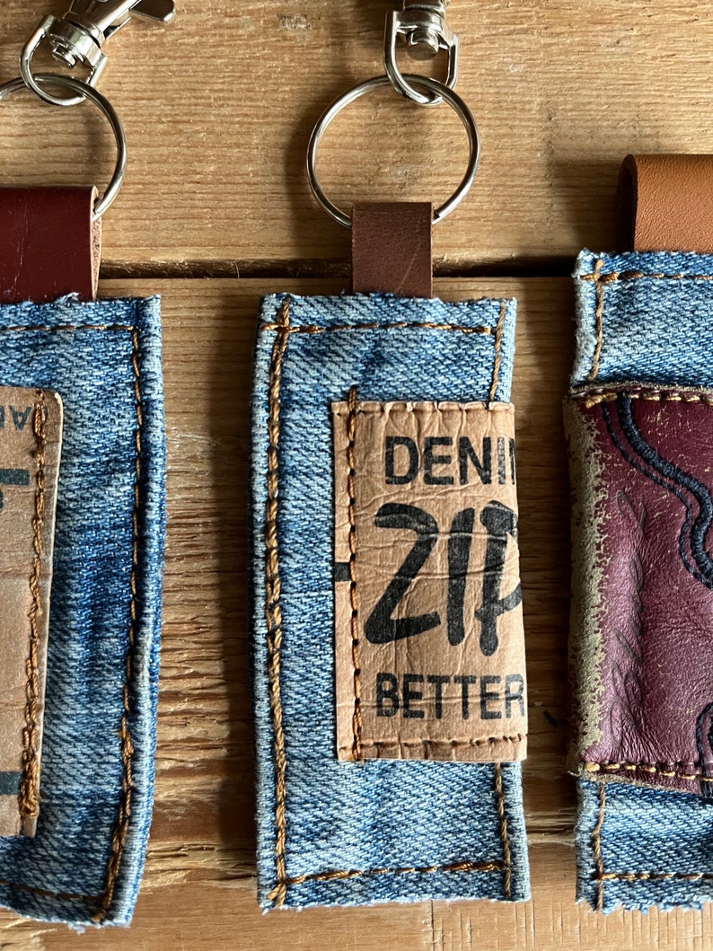 Blue Fabric Keychain Repurposed Denim Eco Friendly New Home Gift ...