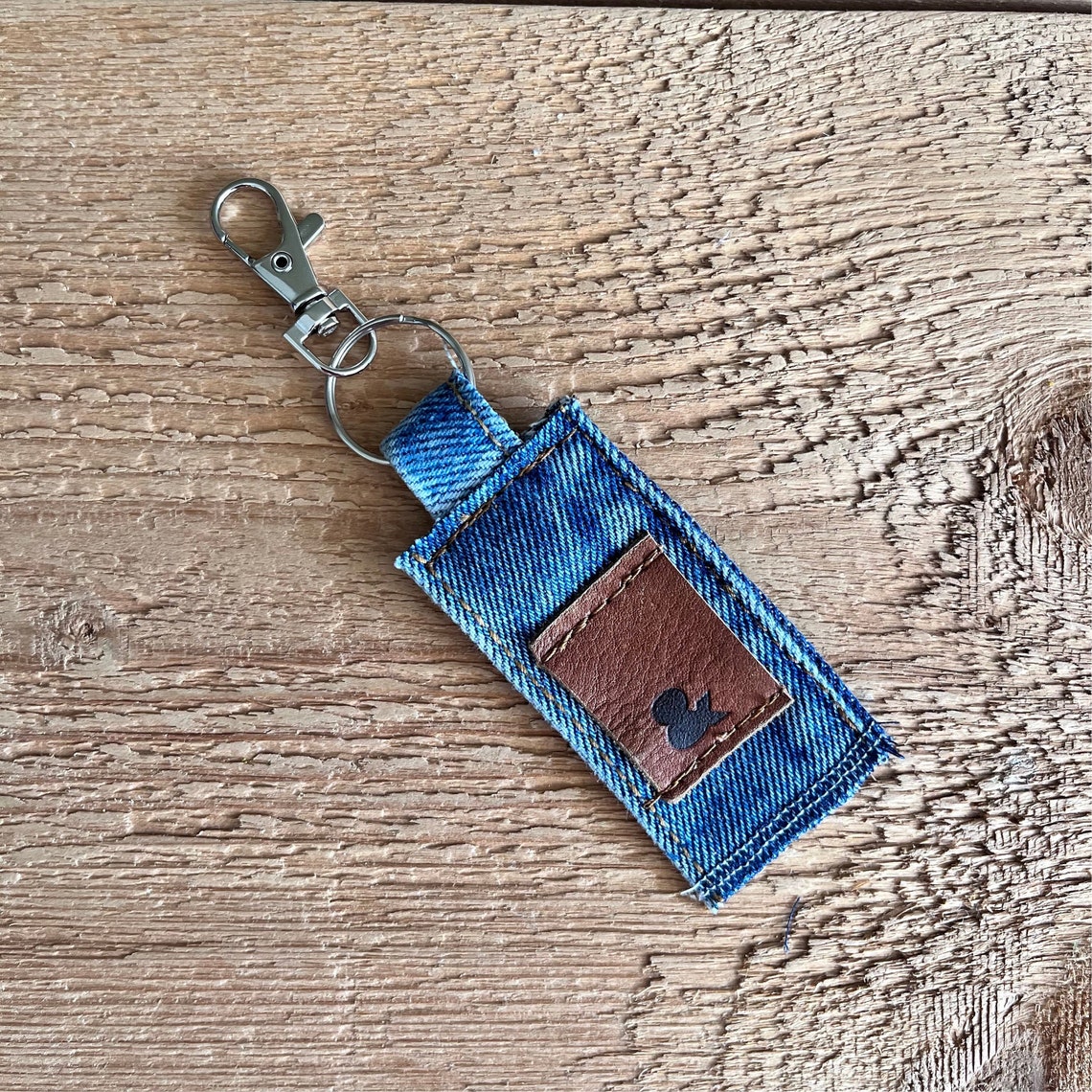 Blue Fabric Keychain Repurposed Denim Eco Friendly New - Etsy