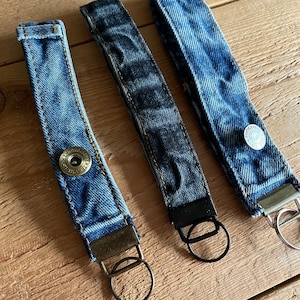 Blue Denim Keyfob - Repurposed Denim Keyfob - Handmade Blue Jeans ...
