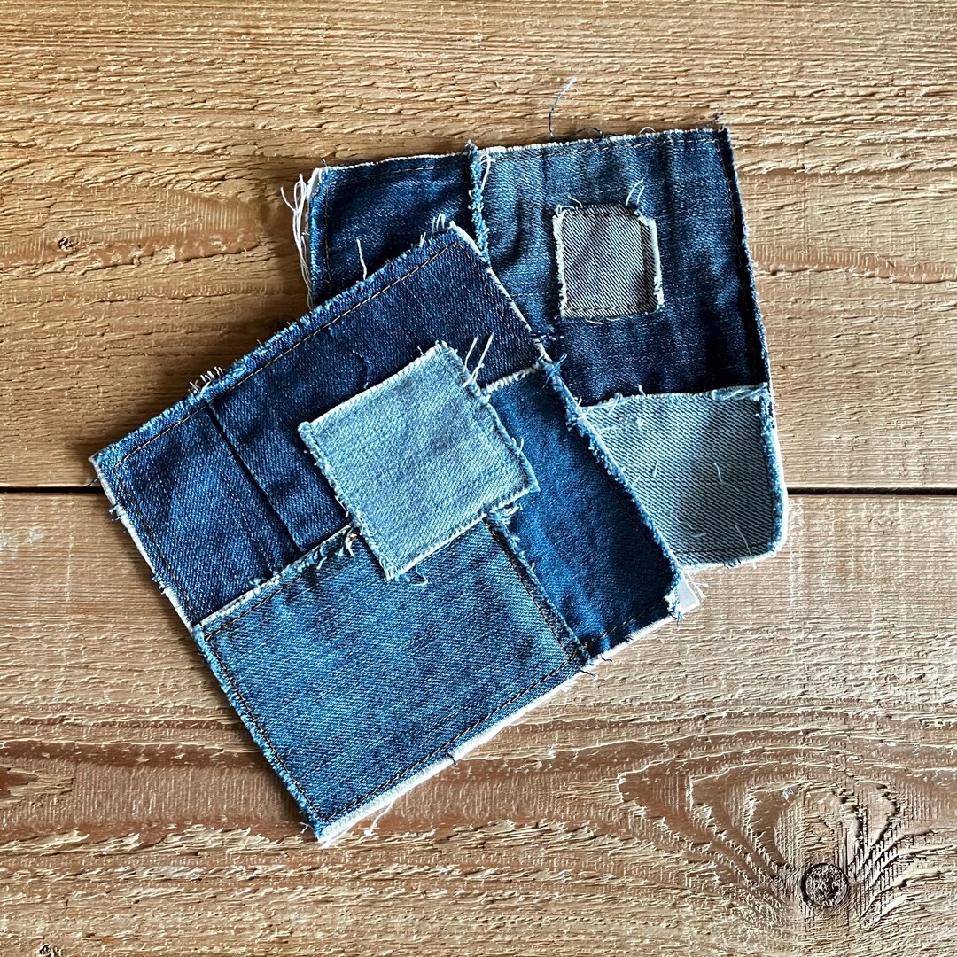 Recycled Denim Patch: Blue Jeans Applique for Visible Mending - Etsy