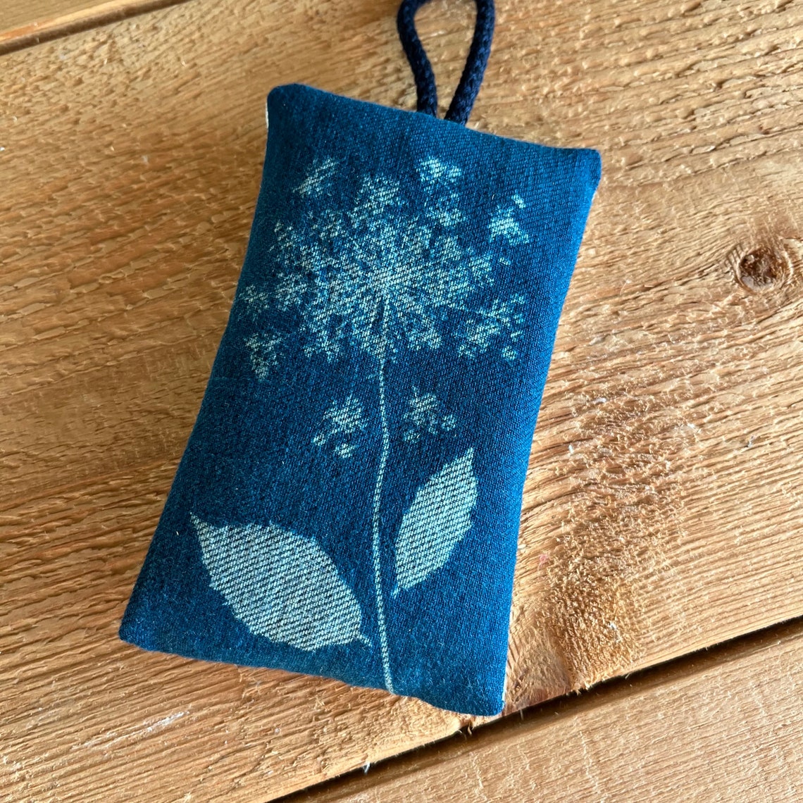 Lavender Sachet - Blue Floral Cyanotype Print - Handmade Lavender Bag ...