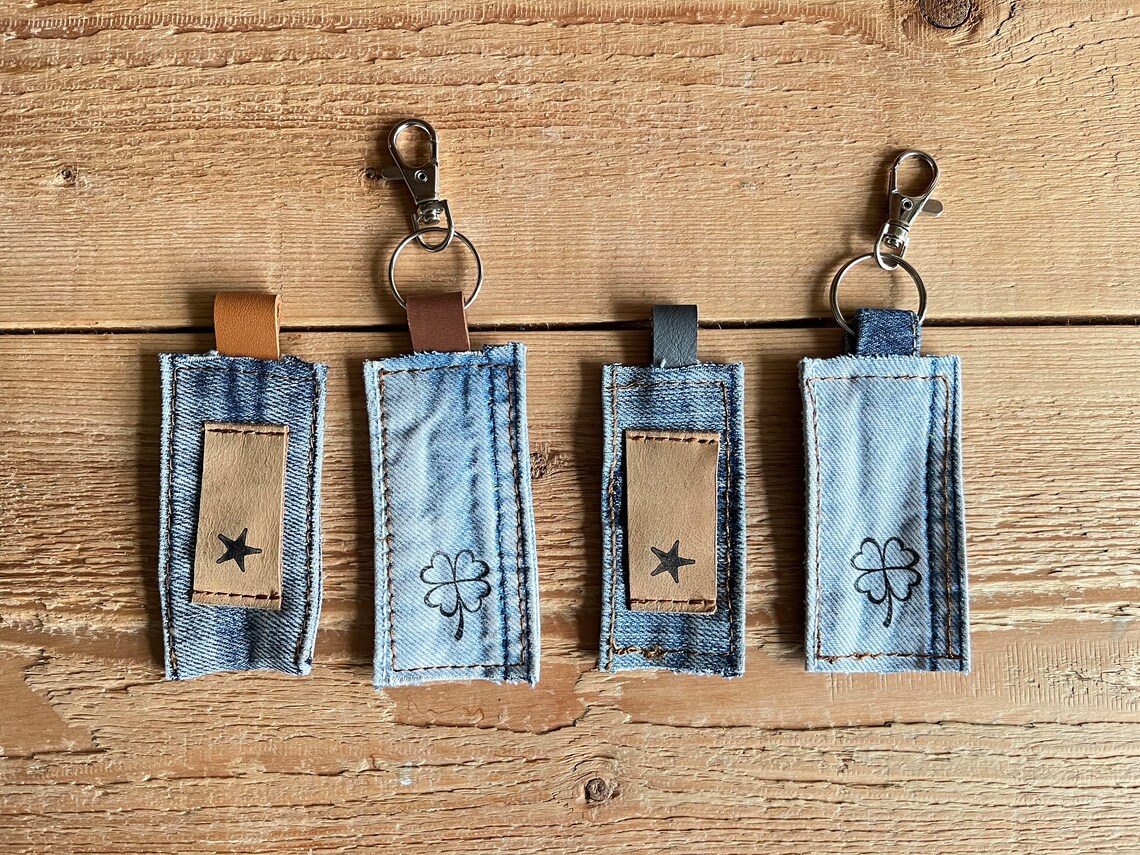 Blue Fabric Keychain Repurposed Denim Eco Friendly New Home Gift ...