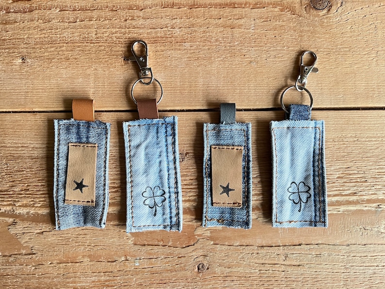 Blue Fabric Keychain Repurposed Denim Eco Friendly New Home Gift ...