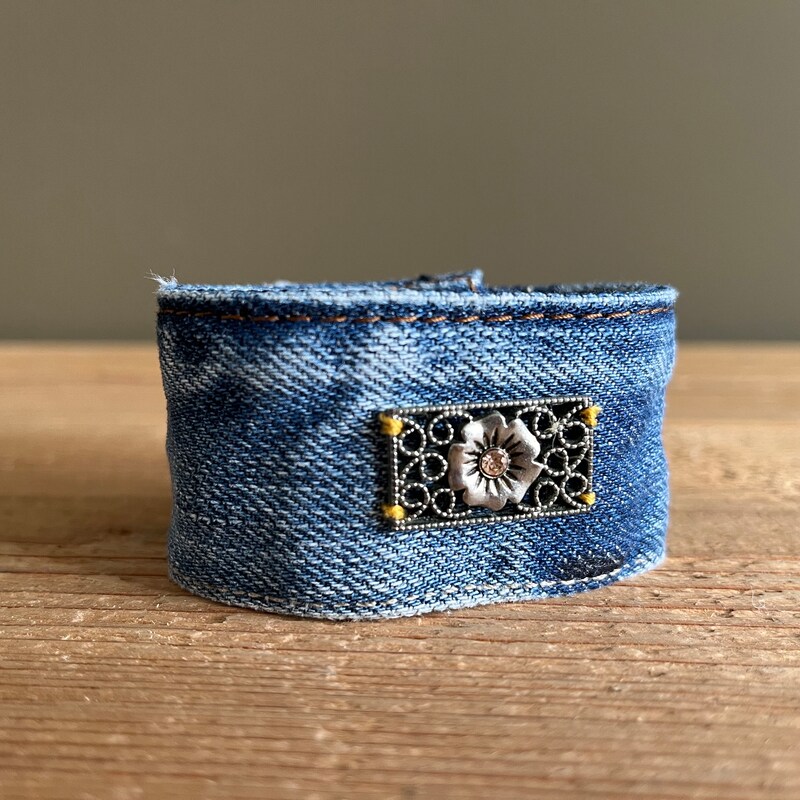 Denim Cuff Bracelet - Etsy