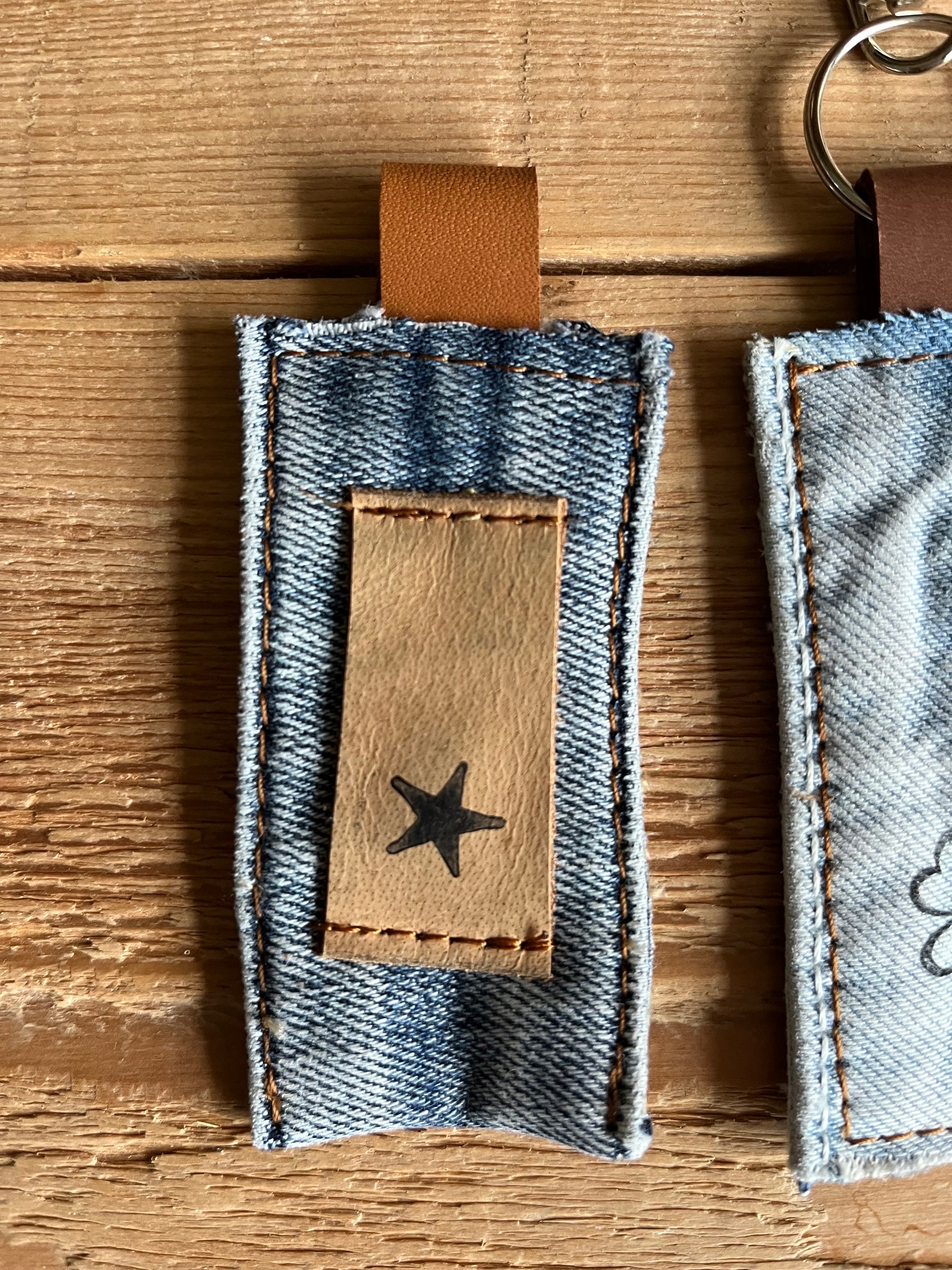 Repurposed Denim Keychain: Eco-friendly Jeans Fabric Keyholder - Etsy