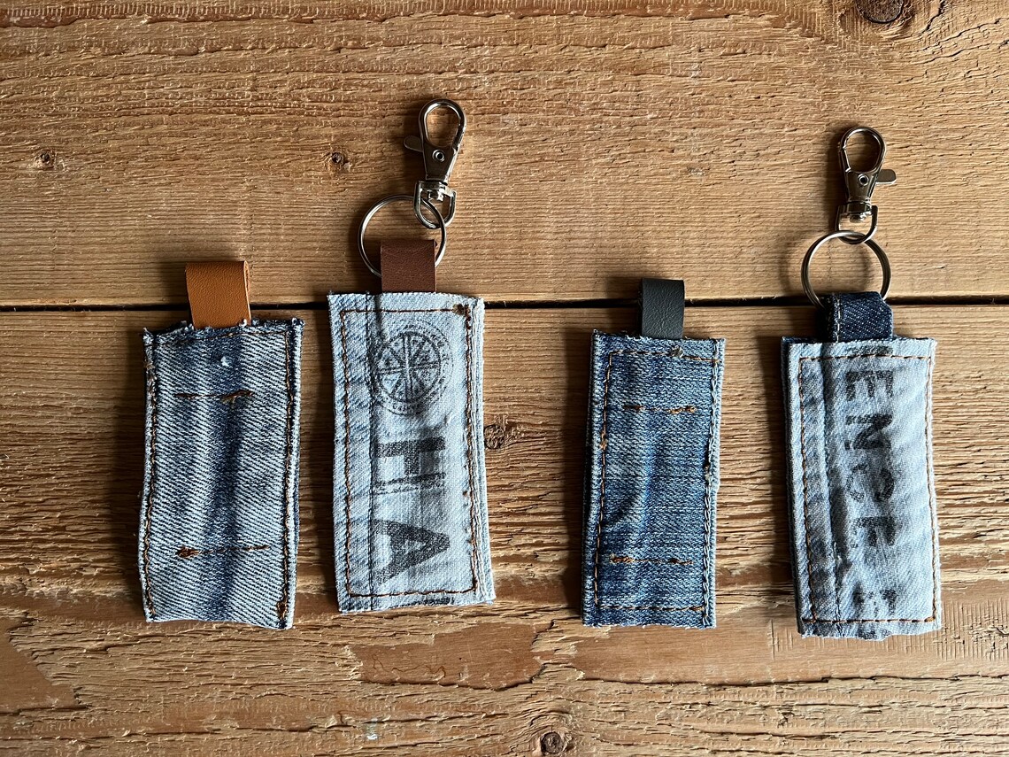 Blue Fabric Keychain Repurposed Denim Eco Friendly New Home Gift ...