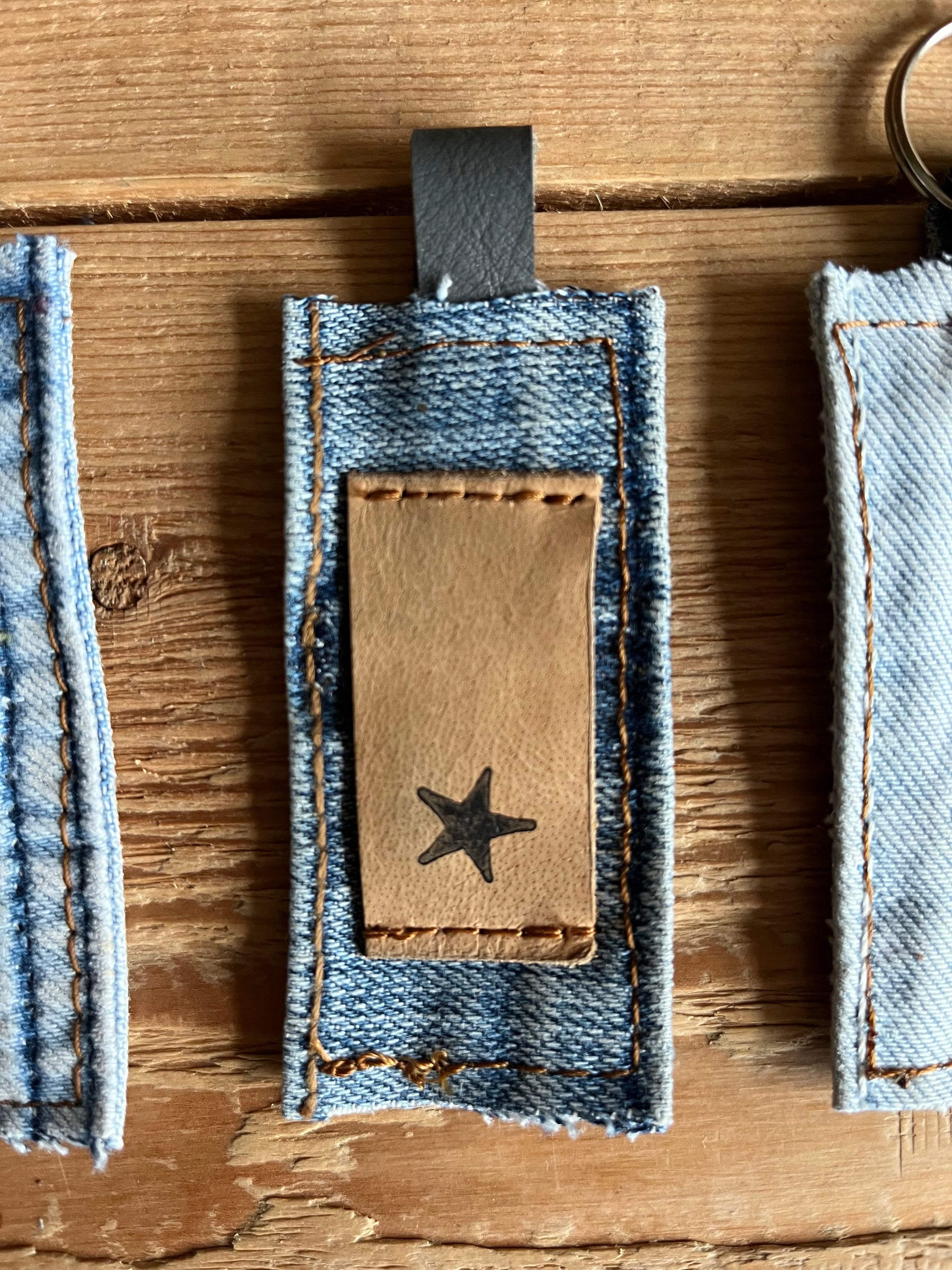 Blue Fabric Keychain Repurposed Denim Eco Friendly New Home Gift ...