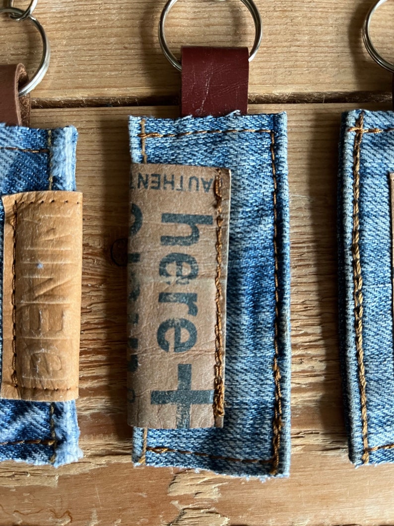 Repurposed Denim Keychain: Eco Friendly Jeans Gift - Etsy