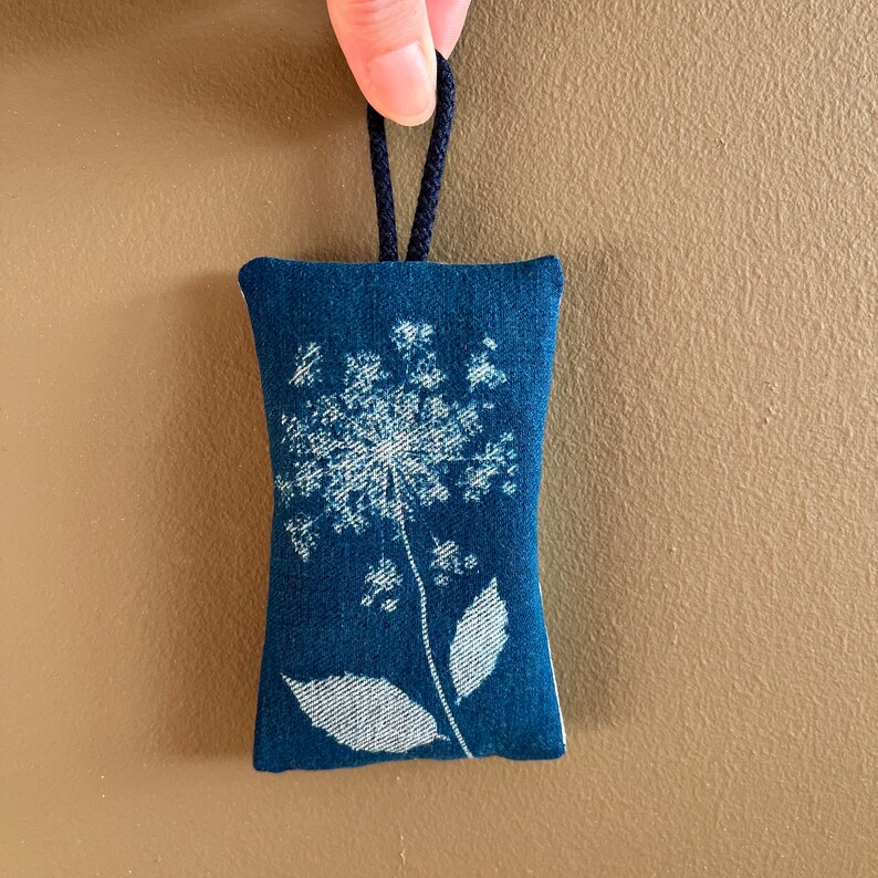 Lavender Sachet - Blue Floral Cyanotype Print - Handmade Lavender Bag ...
