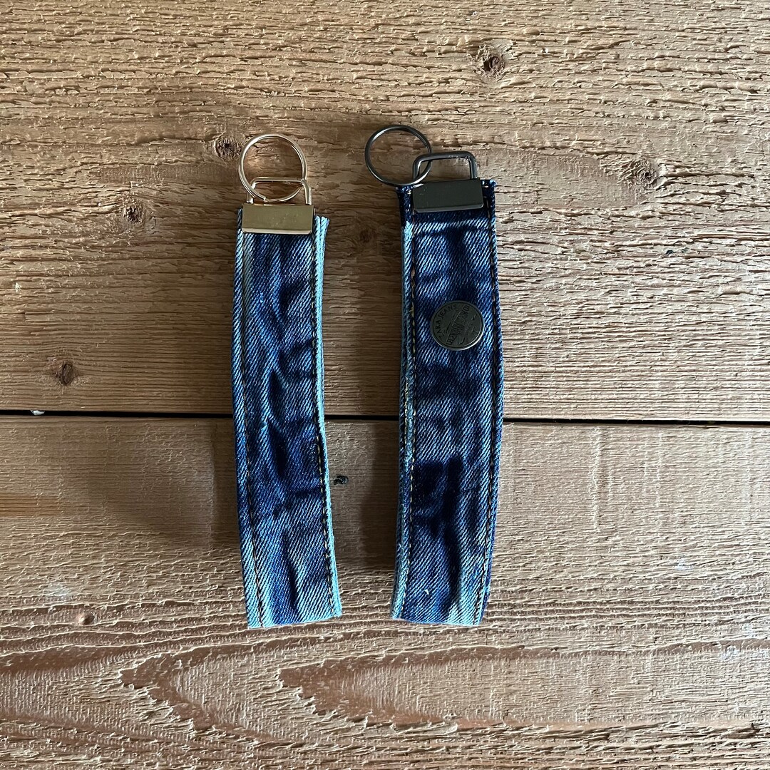 Blue Denim Keyfob - Repurposed Handmade Blue Jeans Keychain - Upcycled ...
