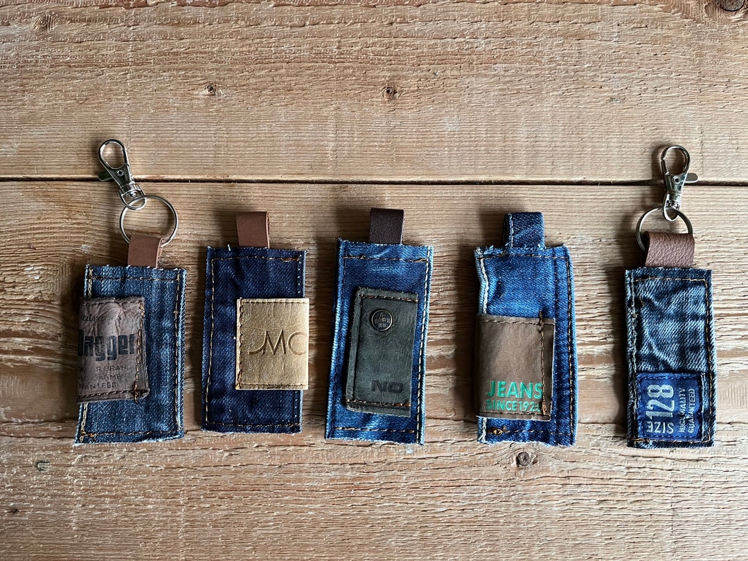 Blue Fabric Keychain - Repurposed Denim - Eco Friendly New Home Gift ...