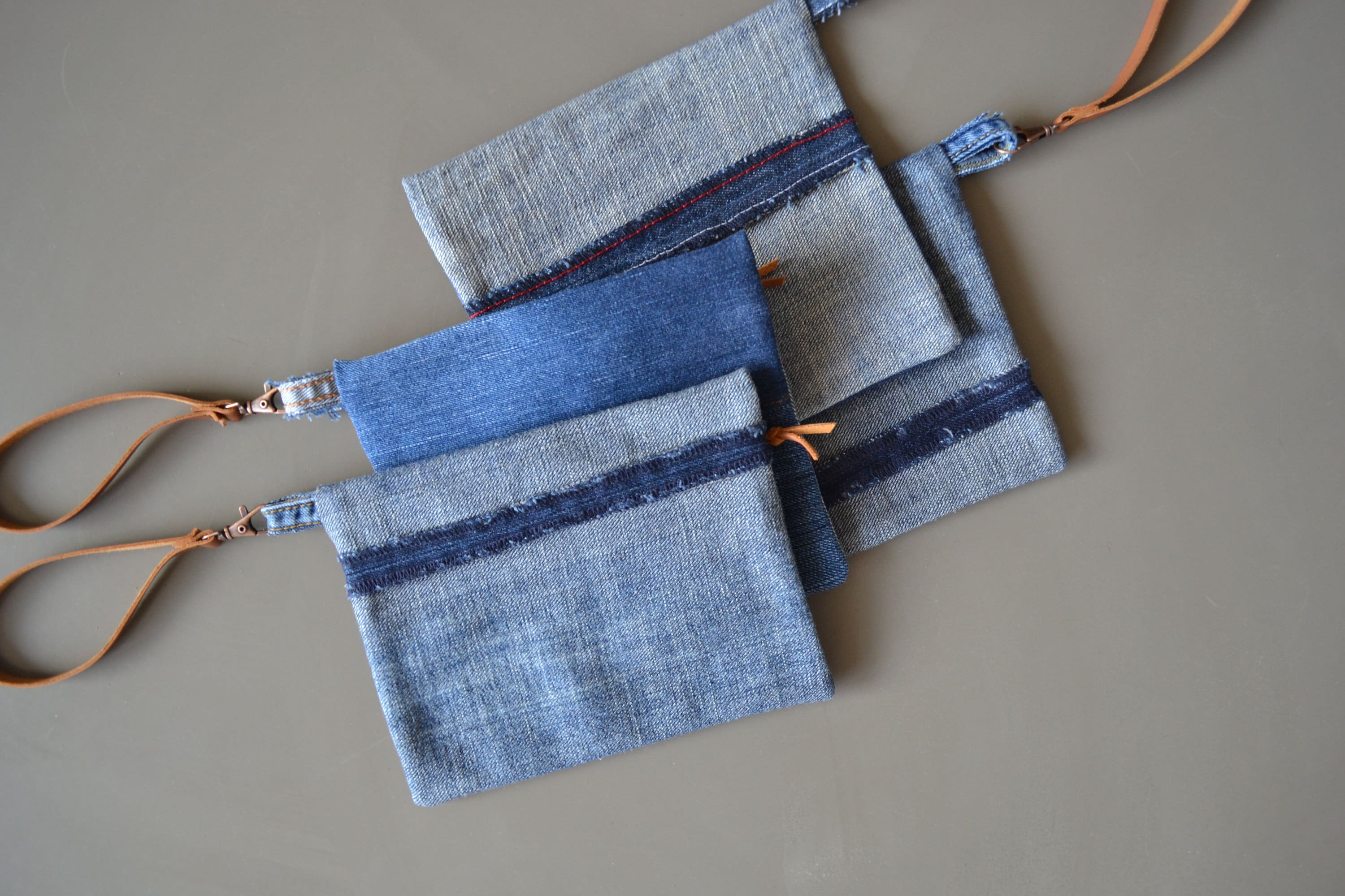 Blue Denim Zipper Pouch Handmade Wristlet Repurposed Upcycled Jeans ...