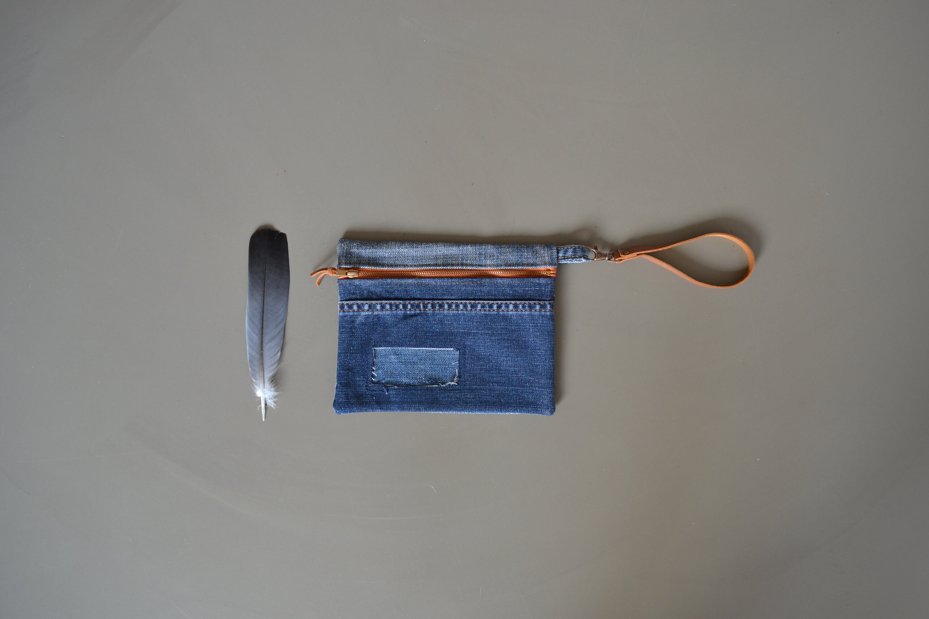 Blue Denim Zipper Pouch Handmade Wristlet Repurposed Upcycled Jeans ...