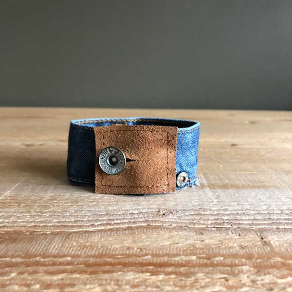 Denim Cuff Bracelet - Etsy