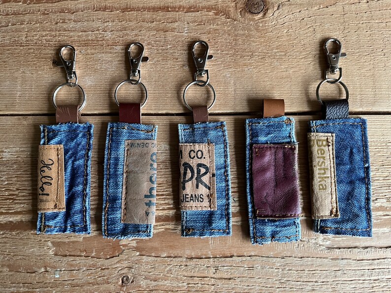 Repurposed Denim Keychain: Eco Friendly Jeans Gift - Etsy