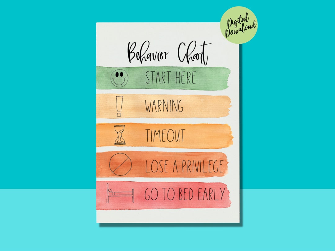 Behavior Chart Printable Discipline Scale Timeout Levels - Etsy