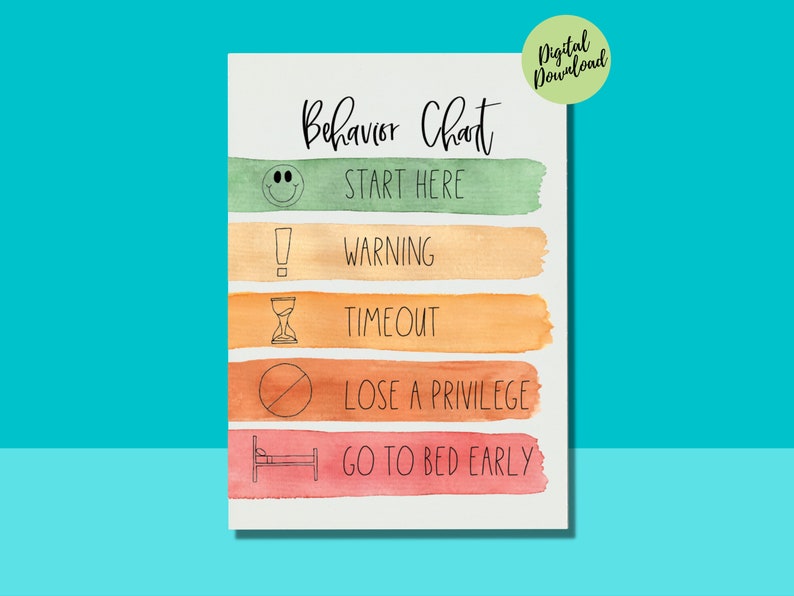 Behavior Chart Printable Discipline Scale Timeout Levels - Etsy
