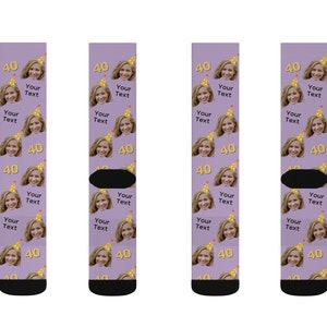 Custom Birthday Socks, Happy Birthday Face Socks, 20th, 30th, 40th ...