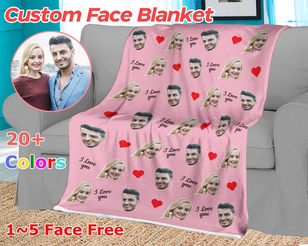 Custom Face Blanket, Personalized Photo Blanket, Couples Face Blankets ...