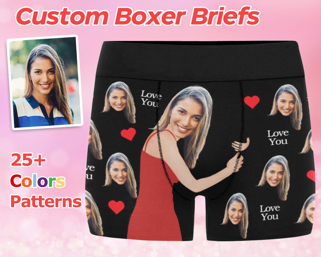Personalized Print Hug Boxer Briefs for Men, Custom Face Boxer Briefs ...