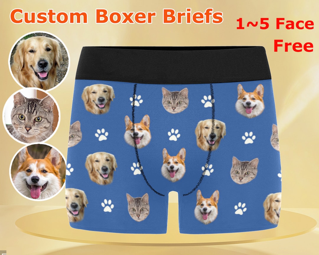 Custom Dog Face Boxer Briefs, Underwear With Pet Face, Gift for Husband ...