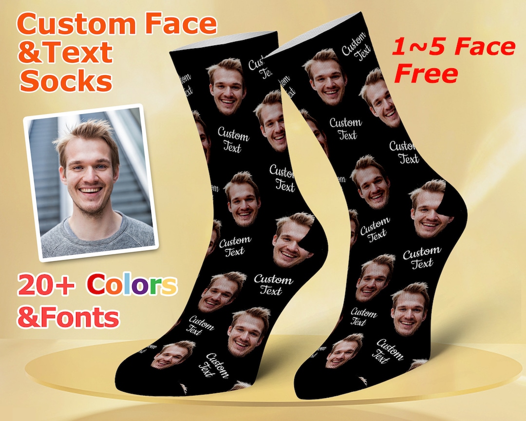 Custom Face Socks With Text, Personalized Photo Socks, Valentine's Day ...