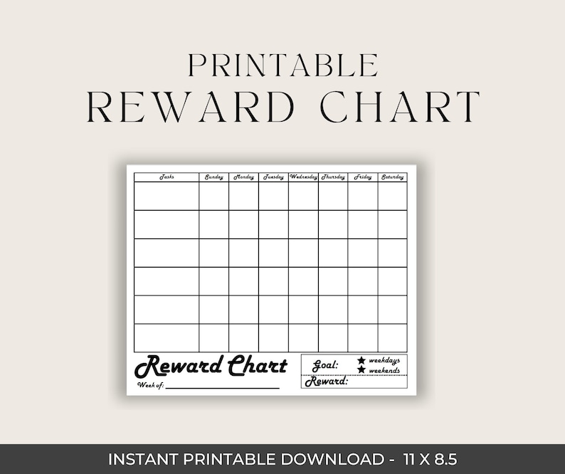 Reward Chart Printable | Chore Chart for Adults | Printable Sticker ...