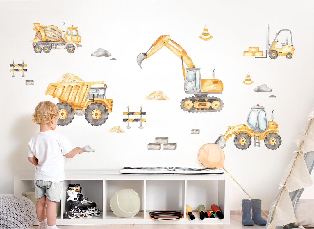 Wall Sticker Excavator Set Wall Stickers for Children's Rooms ...